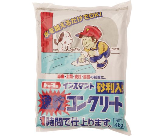 ●水を加えるだけで作業できます。●砂利と砂に特殊セメントが配合され強度が必要な車庫や土間、支柱や基礎の補修などに使えます。●土間打ち、基礎などの施工、補修に。●色：灰●容量（kg）：4●硬化時間：60分●施工面積：45cm×45cm（1cm...
