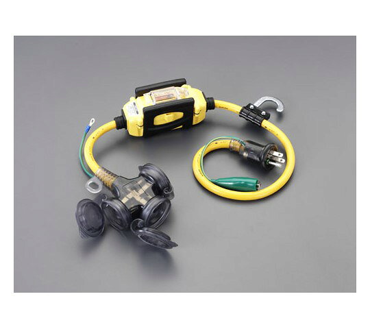 ●定格：15A・125V(1，500W)●コンセント：3個(防雨キャップ付)●感度電流：15mA●動作時間：0.1秒以内●コード長：0.7m●ソフトVTC2.0mm2×3心●アース付●とび出しプラグ付(2P/2P接地付兼用)●コード品番：E...