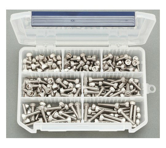 ●材質：ステンレス●並目ねじ●ケースサイズ：205×145×40mm　＜セット内容（入数）＞　M6×8（30）、M6×10（25）　M6×12（25）、M6×15（35）　M6×20（30）、M6×25（25）　M6×30（20）●強度区分...
