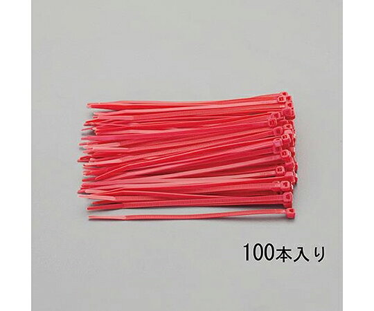 ●入数は100本入りです。●色：赤●全長：250mm●幅：3.6mm●最大径：74mm●厚み：1.4mm●ループ引張強度：18kgf●材質：ナイロン66●使用温度範囲：-40〜85℃