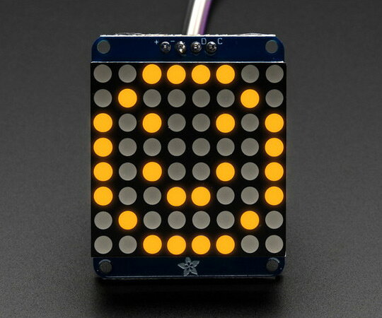 Adafruit ミニLEDマトリックス基板（黄色） 1個●バックパック寸法20mm　x　28mm　x　4mm●取付穴12mm　x　22mm