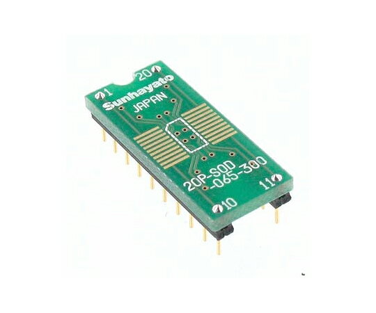 サンハヤト パッケージ変換アダプター　SOP20ピン（0.65）→2.54ピッチ 1枚●変換内容・変換前：SOP20ピン（0.65mmピッチ）●変換内容・変換後：2.54mmピッチ（7.62mm幅）●材質：-●寸法：25.40mm×10.6...