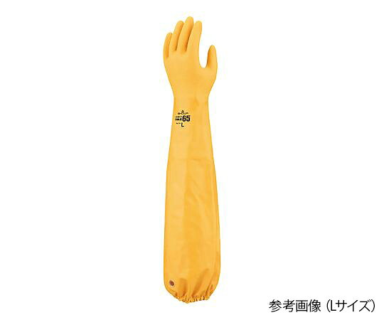 ●傷つきやすい指先および親指と人差指の指股部分は、特殊設計により強化しています。●指先から肩口まで継ぎ目のない一体型で腕全体を保護します。●サイズ：LL●カラー：イエロー●材質：樹脂部／ニトリルゴム、繊維部／ポリエステル・綿●全長：650m...