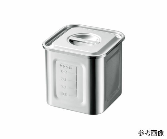 ●スペースを有効活用できる角型●蓋の置き場に困らない引掛金具付の蓋です。●目盛付仕様●縦×横×深さ：165×165×165mm●材質：SUS304