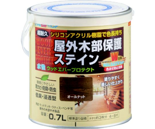 ●シリコンアクリル樹脂にHALS（紫外線劣化防止剤）とUV吸収剤を配合した高性能木部保護塗料です。●水性でありながら色あせに強く、塗り継ぎムラがでにくい塗料です。●防カビ、防虫、防腐効果に優れ、木部を長期間保護します。●塗り替え時でも、しっ...