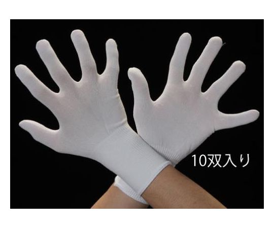 ●長繊維使用の低発塵タイプ●ムレやベタ付きを押さえ、上ばきグローブからの着脱もスムーズ●サイズ：L●全長：約230mm●厚み：0.6mm●掌周り：140mm●中指長さ：60mm●材質：ナイロン●カラー：本体：ホワイト　裾：ブラック●入数：1...