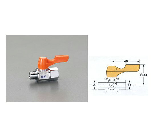 ●材質：真鍮●圧力：0.98MPa（10kgf/cm2）以下●温度：‐10/80℃（凍結箇所を除く）●使用流体：空気・水・油●取付ねじ（A）：R(PT)1/4”●取付ねじ（D）：Rc(PT)1/4”●サイズ（R）：直径6mm●RoHS対応品...