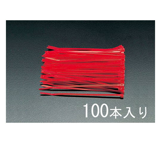 ●入数は100本入りです。●色：赤●全長：150mm●幅：3.6mm●最大径：39mm●ループ引張強度：18kgf●使用温度範囲：-40〜85℃●材質：ナイロン66●厚み：1.4mm