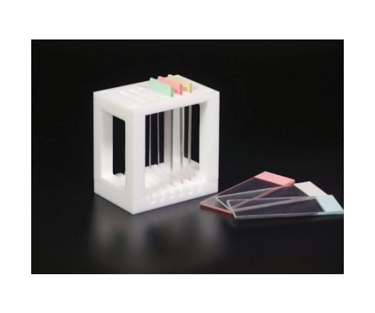 フロンケミカル PTFE　スライドグラス用染色バット掛　65×50×75 1個●有機溶媒での作業に適しております。●溶媒用●幅（mm）：65●奥行（mm）：50●高さ（mm）：75●タイプ：5枚掛け●サイズ：65W×50D×75H●5枚掛タ...