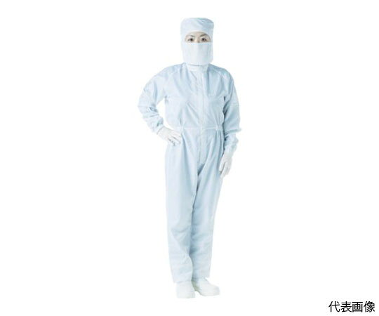 トラスコ中山 制電糸グリッド仕様フード付つなぎ服　ホワイト　L 1着●制電糸もグリッド仕様により優れた制電性を維持できます。●高品質で洗濯耐久性も兼ね備えた商品です。●1／2の綾織生地を使用しています。●クリーンルーム、ちり・ホコリ・静電気...