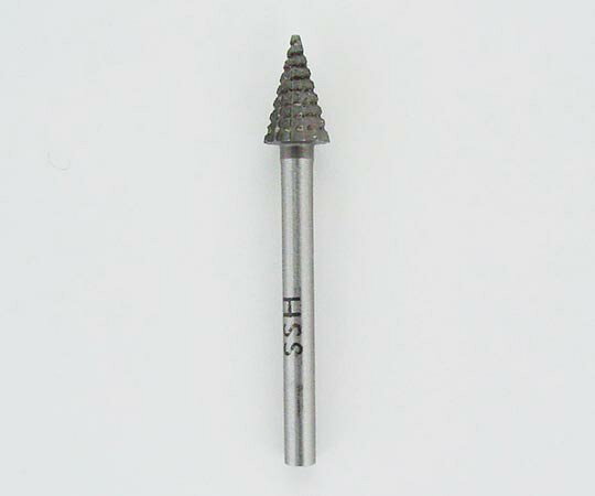 ●回転工具に取付け研削、研磨するヤスリです。●木材・金属の研削に。●外径(mm)：6●高さ(mm)：10●軸径(mm)：3●材質：HSS●形状：先切円錐型●目形状：クロスカッター目●最大許容回転数(min-1)：10,000