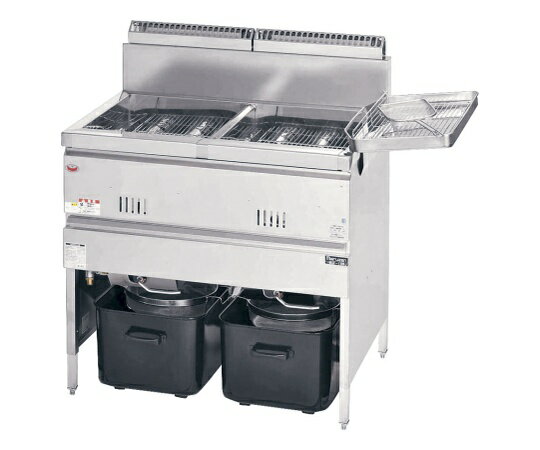 ●間口×奥行×高さ(mm)：630×600×800●ガス種：LPガス●外形寸法(mm)：630×600×800×バック高さ150●油量(L)：13×2●ガス消費量(Kw)：12.8(0.91)●ガス接続口(mm)：15A●質量(kg)：49...