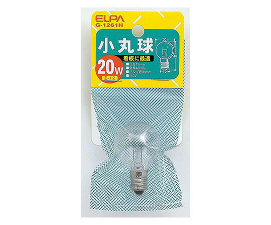 ●看板、装飾照明に適した電球です。●定格：電圧 110V ・消費電力 20W ・寿命：約1,000時間●本体サイズ：全長：48mm ・バルブ径：30mm ・口金：E12●入数：1個●カラー：クリア