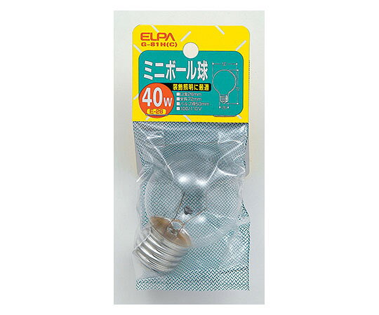 ●ミニボール球G50●室内装飾照明、店舗ディスプレイなどに適しています。●住宅・店舗・ホテルなどのムード照明、装飾照明などに幅広く使用できます。●定格：電圧 100/110V ・消費電力 40W ・寿命：約1,500時間●本体サイズ：全長：...