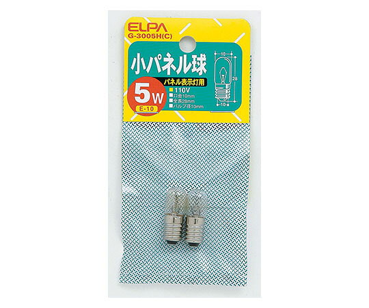 ●主に機器などのパネル面の表示灯などに使用する電球です。●定格：電圧 110V ・消費電力 5W ・寿命：約500時間●本体サイズ：全長：28mm ・バルブ径：10mm ・口金：E10●入数：2個●カラー：クリア