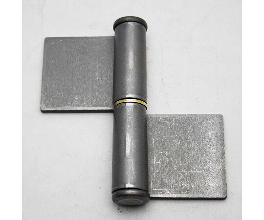 ●重量鉄扉用●取付は鉄部に溶接する●規格：75mm、左●a(mm)：76●b(mm)：36●c(mm)：3●d(mm)：54●e(mm)：3.2●f(mm)：12●g(mm)：16●材質：SPHC（熱間圧延鋼）