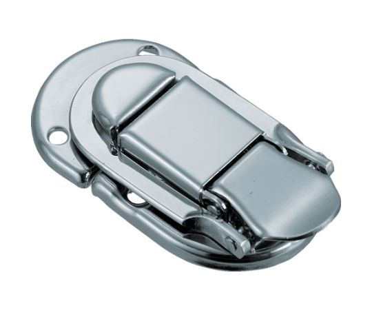 トラスコ中山 パッチン錠　横ズレ防止タイプ・スチール製　（4個入） P-49 1パック(4個入)●フタ止めに適しています。●本体に受金具が入り込みます。●受け穴寸法（mm）：3.5●本体取付穴寸法（mm）：3.5●材質／仕上：冷間圧延鋼板（...