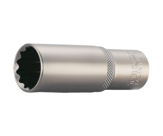 トラスコ中山 ディープソケット　12角タイプ　差込角12.7　対辺12mm T4-12WL 1個●ノンクロムメッキ処理で、環境に優しいです。●12角設計で、作業しやすいです。●深い箇所のナット、およびボルトが突き出したナットを回すのに適して...