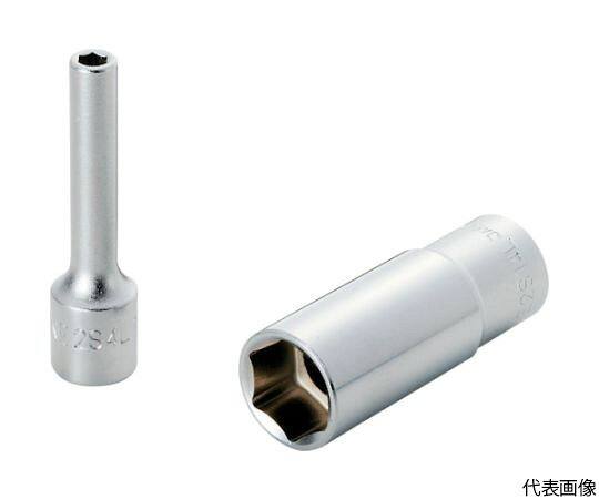 TONE ディープソケット（6角） 9mm 全長51mm 2S-09L 1個●ボルトが突き出したナットを回すのに適しています。●深い箇所のナットにも最適です。●差し込み後、トルクをかけてもナメにくくなっています。●対辺寸法（mm）：9●差込...