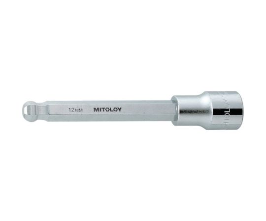 ミトロイ（水戸工機） 1/2　ヘックスソケット　ボールポイント　ロング　6mm 406BHTL 1個●ボールポイントタイプです。●差込角12.7mm用です。●作業における六角穴付ボルトや止めネジなどの締めゆるめ用に。●対辺寸法（mm）：6●...