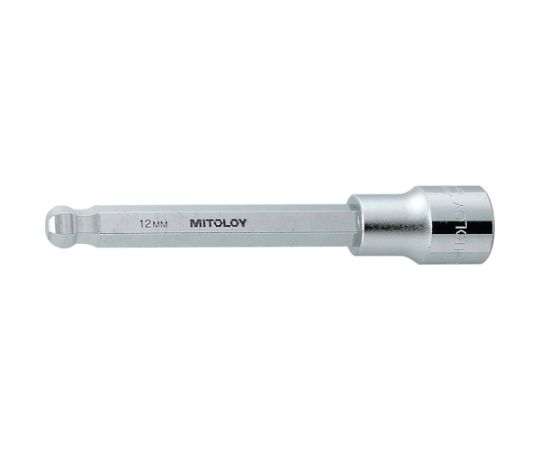 ミトロイ（水戸工機） 1/2　ヘックスソケット　ボールポイント　ロング　8mm 408BHTL 1個●ボールポイントタイプです。●差込角12.7mm用です。●作業における六角穴付ボルトや止めネジなどの締めゆるめ用に。●対辺寸法（mm）：8●...