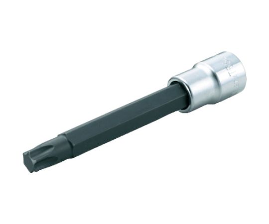 TONE ロングトルクスソケット（強力タイプ）　T20 3TX-T20L 1個●強力ロングタイプです。●早回しに便利なローレット加工仕上げです。●T型トルクスねじの締付け、緩め作業用。●呼びNo.：T20●差込角（mm）：9.5●先端寸法（...