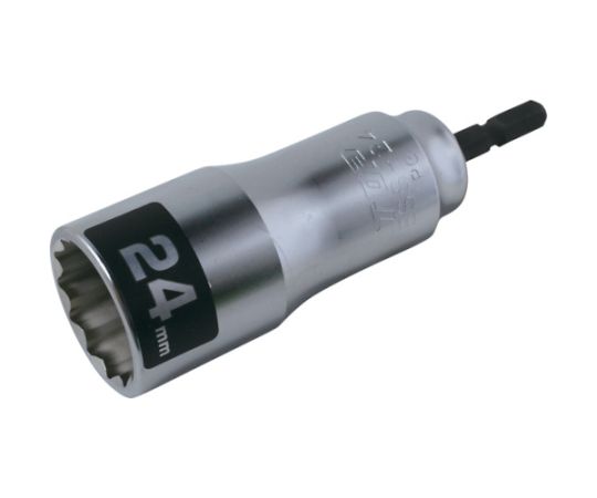 トップ工業 電動ドリル用12角ソケット　24mm ESS-24 1個●六角軸シャンクで電動ドリルにワンタッチで取り付け可能です。●使いやすい12角のサーフェイスタイプ先端工具です。●シャンク部圧入式で耐久性抜群です。●ホールダウン金具M16...