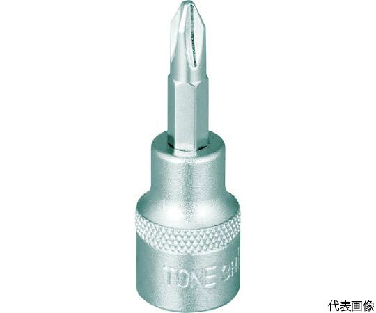 TONE ドライバービットソケット （+）No.2 差込角9.5mm 3H-P2 1個●ラチェットハンドルなどに取り付けて使用することにより、マイナス（-）ねじ、プラス（+）ねじの締め付け、緩めができます。●刃先：（+）No.2●差込角（m...