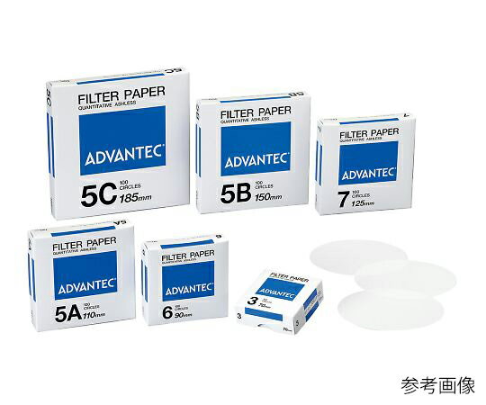 ADVANTEC 定量濾紙　No.5C　100枚入 1箱(100枚入)●α-セルロース99％以上のセルロース繊維を原料としています。●純粋なセルロース繊維を塩酸とフッ化水素で処理し、灰分の含有量を0.01％程度の低レベルにしているため、精度...