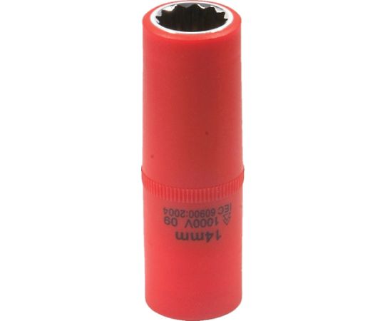 Tech-EV 絶縁工具　ソケット　3/8　14mm OLC652014A 1個●成型樹脂の絶縁被膜により今までにない被膜の薄さを実現しました。●電気自動車及びハイブリッド車、一般低電圧作業用●対辺寸法（mm）：14●差込角（mm）：9.5...