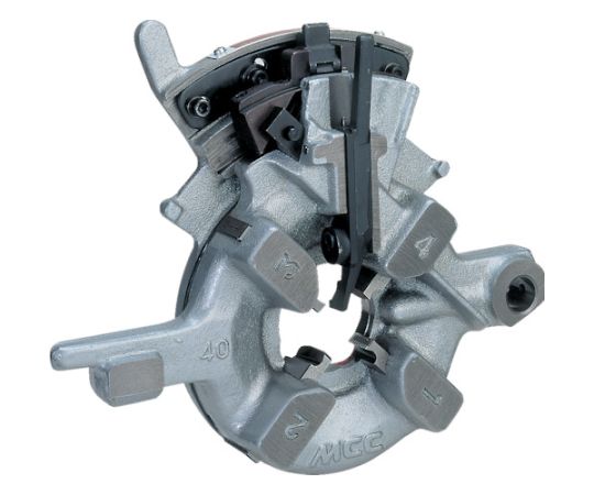 MCCコーポレーション AMダイヘッド　1-　1.1/2（AD40） PMDAD04 1台●ねじ切り機用の刃を組み込むことにより、規定の管用テーパーおねじを加工する装置です。●寸法：自動切上1〜1 1/2●寸法（インチ）：自動切上1〜1 1...