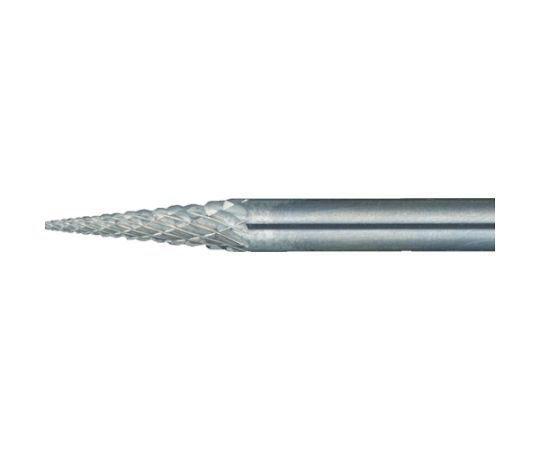 トラスコ中山 超硬バー　テーパー型　Φ3X刃長11X軸3　ロング　ダブルカット TB5A031L75 1本●理想的な切れ刃形状の設計により優れた切れ味を実現しています。●ロングシャンクタイプです。●奥深い個所の研削、バリ取り、面取りに。●形...
