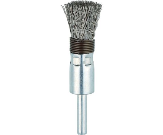トラスコ中山 筒型ブラシΦ15X軸6　SUS　0.3スプリング付 TEBS-15SUS 1本●汎用電動工具用の筒型ブラシです。●線材の根元部分にスプリングを取り付けているため、線材が開いても使用後に元に戻ります。●底部・コーナー部などのせま...