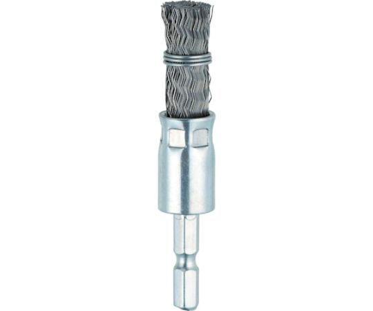 トラスコ中山 六角軸筒型ブラシΦ15X6.35　鋼線0.3　くくりタイプ TEB6-15S 1本●六角軸タイプですので電動インパクトドリルなどで使用できます。●線材の中央を針金で縛っているため、回転時に線材が広がりにくくなっています。●底部...