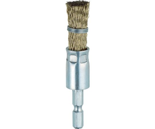 トラスコ中山 六角軸筒型ブラシΦ15X6.35　真鍮メッキ0.25　くくりタイプ TEB6-15G 1本●六角軸タイプですので電動インパクトドリルなどで使用できます。●線材の中央を針金で縛っているため、回転時に線材が広がりにくくなっています...