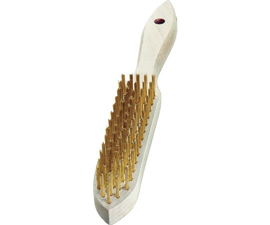 LESSMANN 剣先5行　木柄ハンドブラシ　真鍮メッキ線 105451 1本●手になじむ持ちやすいハンドル形状で、曲柄仕様になっているため、力が入りやすく、広い範囲を効率的に作業することができます。●使いやすいサイズです。●広い面のサビ落...