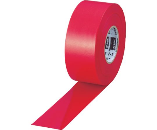 トラスコ中山 目印テープ　30mmX50m　レッド TMT-30R 1巻●視認性の良い5色展開で山林等でも目立つ非粘着ビニールテープです。●測量、土木、樹木調査、発掘調査などの簡易目印に。●色：レッド●幅（mm）：30●長さ（m）：50●厚...