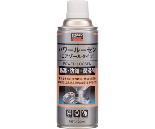 トラスコ中山 パワールーセン　420ml PR-420 1本●強力なはっ水、防湿、防錆力で機械、部品、工具、治具などの金属表面から、湿気、サビを追放します。●非塩素系ですので安心して使用できます。●この1本で多目的に使用可能です。●防湿、防...