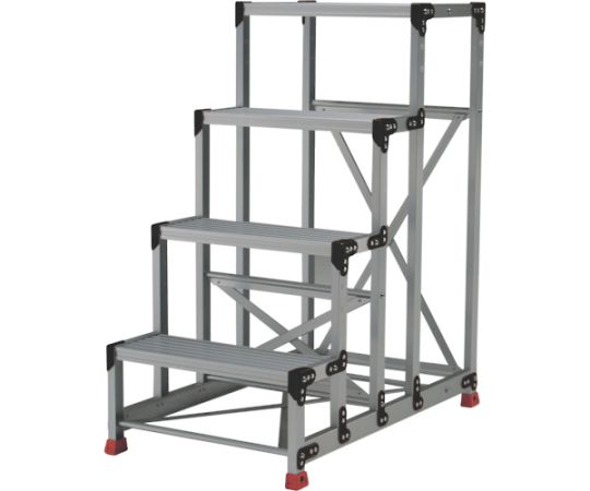 トラスコ中山 作業用踏台　アルミ製・高強度タイプ　4段 TSF-4612 1台●底面にも筋交いが入っており、安定感に優れています。●オールアルマイト仕上げです。●滑り止めキャップはスクリベットで取り付けていますのでプラスドライバーでの交換が...