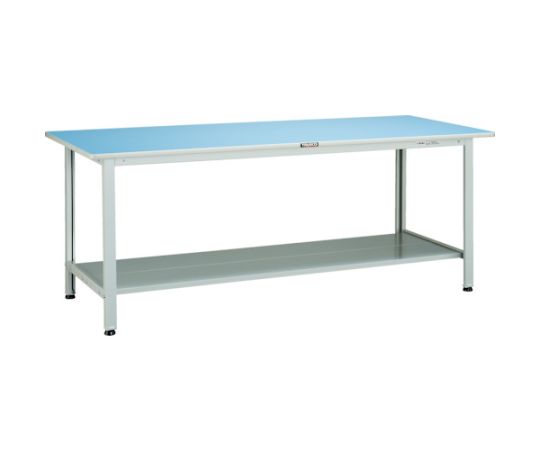 トラスコ中山 BO型軽量作業台　1800X750　下棚2枚付 BO-1875LT2 1台●青色の天板には鎮静作用と視認性が高まる効果があります。●分割できる下棚2枚（AELT型）で広い保管スペースを確保できます。●青色ポリ化粧天板を使用し、...