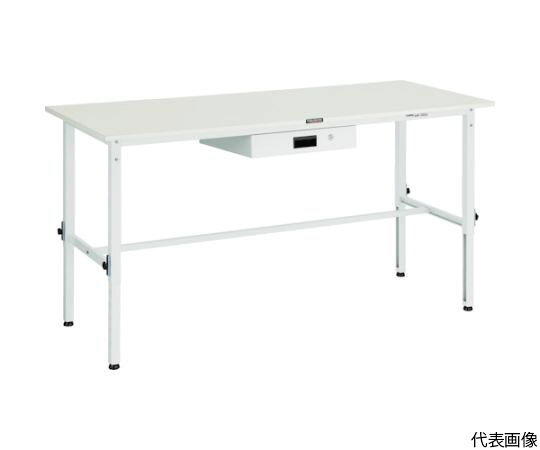 トラスコ中山 AEM型高さ調整作業台　1800X900　薄型1段引出付　W色 AEM-1809UDK1 W 1台●650〜950mmの間で50mmピッチの高さ調節が可能です。●引出しは使い勝手に応じて任意の場所に取り付け可能です。●高さ調節...