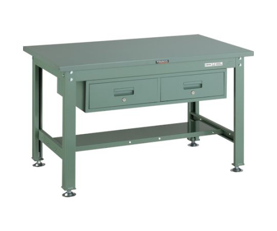 トラスコ中山 SHW型作業台　1200X750XH740　2列引出付　緑 SHW-1200FL2 GN 1台●引出しは使い勝手に応じて任意の位置に取り付け可能です。●主要部溶接構造で耐久性に優れています。●脚部はグリーン色です。●アジャスタ...