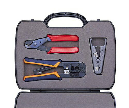 エレコム RJ45ツールキット LD-TOOLKIT 1パック●RJ45ケーブル皮むき工具(LD-GKTY)・ケーブルカッター(LD-CUT)・RJ45/11用かしめ工具(LD-KKTR)セット。●専用収納ケース付