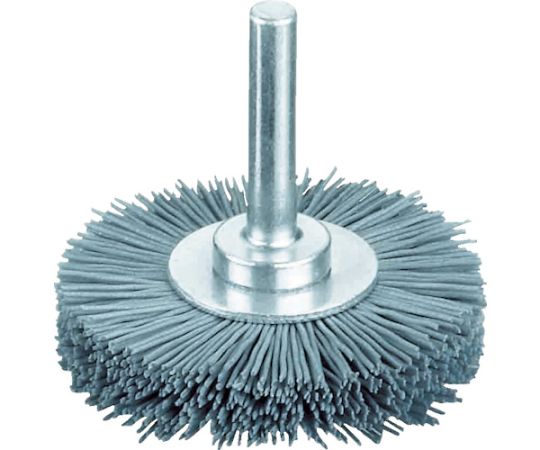 LESSMANN 軸付ホイルブラシ　砥粒入ナイロン線　1.1　#120　φ50 415842 1個●高品位の線材を使用しており、耐久性に優れ長寿命です。●幅広いサイズ展開で、様々なアプリケーションに適しています。●金属製品のバリ取り、サビ落...