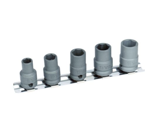 トラスコ中山 インパクト用ソケット5個組セット　差込角9.5mm T3-5SET 1セット●使用頻度の高いサイズでセット組をしました。●狭い箇所での使用にも適した薄肉、軽量設計です。●差込角（mm）：9.5●対辺寸法（mm）：8、10、12...