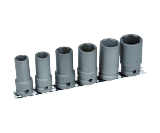 トラスコ中山 インパクト用ロングソケット6個組セット　差込角12.7mm T4-6LSET 1セット●使用頻度の高いサイズでセット組をしました。●狭い箇所での使用にも適した薄肉、軽量設計です。●差込角（mm）：12.7●対辺寸法（mm）：1...