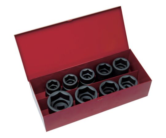 トラスコ中山 インパクト用ソケット9個組セット　差込角19.0mm T6-9SET 1セット●使用頻度の高いサイズでセット組をしました。●狭い箇所での使用にも適した薄肉、軽量設計です。●差込角（mm）：19.0●対辺寸法（mm）：24、26...