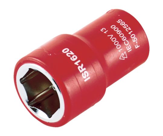 トラスコ中山 絶縁ソケット（6角）　差込角12.7　対辺21mm TZ4-21S 1個●表面の赤色部分が摩耗した場合、使用中止サイン（黄色）が現れる安全設計です。●接触面が高いトルクをかけてもボルトナットを傷めにくくなっています。●耐電圧試...