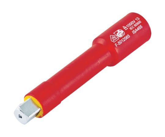 トラスコ中山 絶縁エクステンションバー　差込角9.5mm　125mm TZEB3-125 1個●表面の赤色部分が摩耗した場合、使用中止サイン（黄色）が現れる安全設計です。●素早く簡単にソケットを装着することができます。●鍛造ボディにより強度...