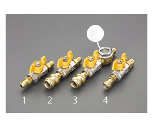 エスコ F3/8"xF1/4"ボールバルブ(サービス用) EA496EH-4 1個●使用圧力：2.10MPa●回収機等に併用することで、回収時間の短縮につながります。●バルブはハンドル部も金属を採用し、耐久性が向上しました。●サービス用の為...